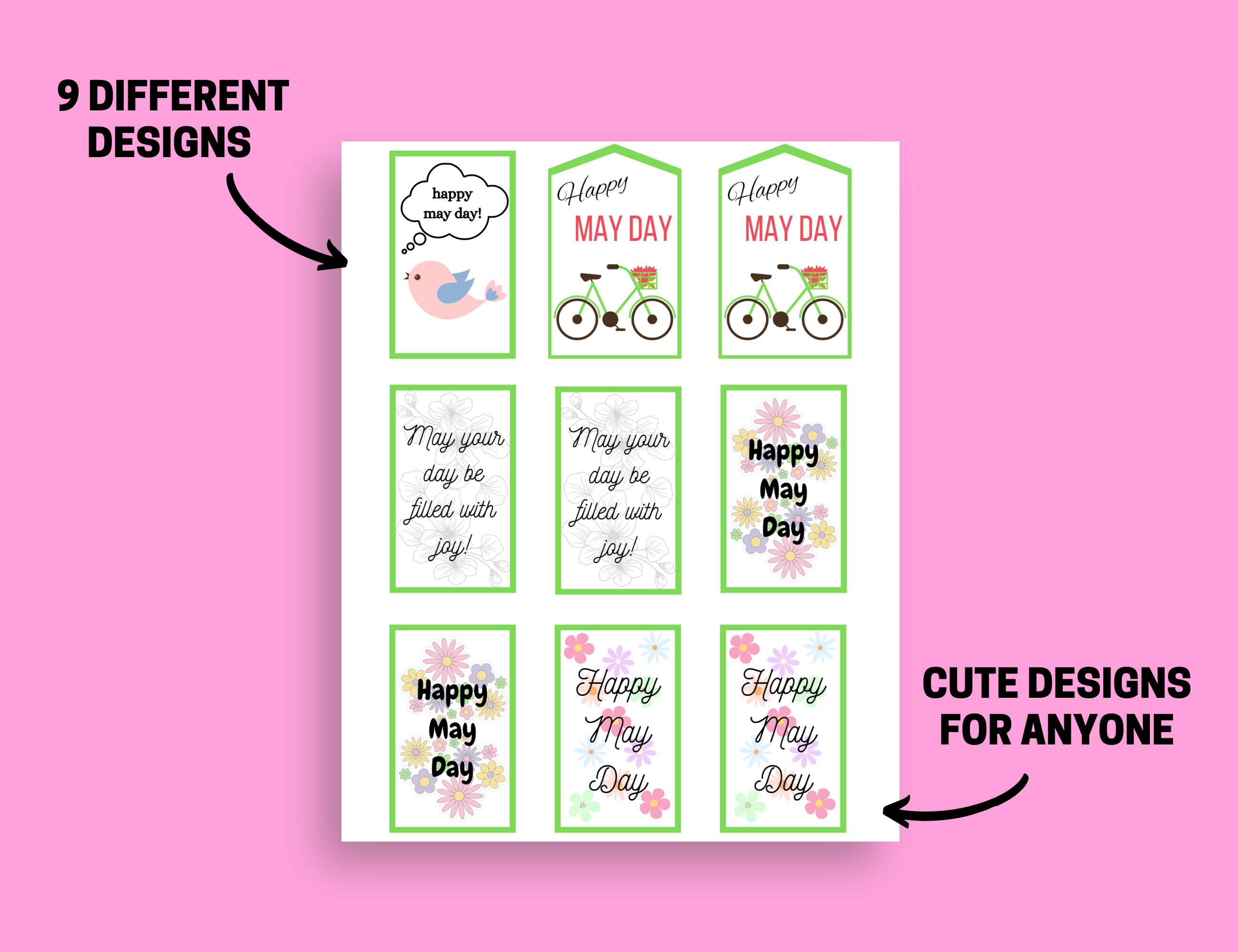 May Day Tags Printables, Spring Gift Tags, Printable May Day Basket Tag ...