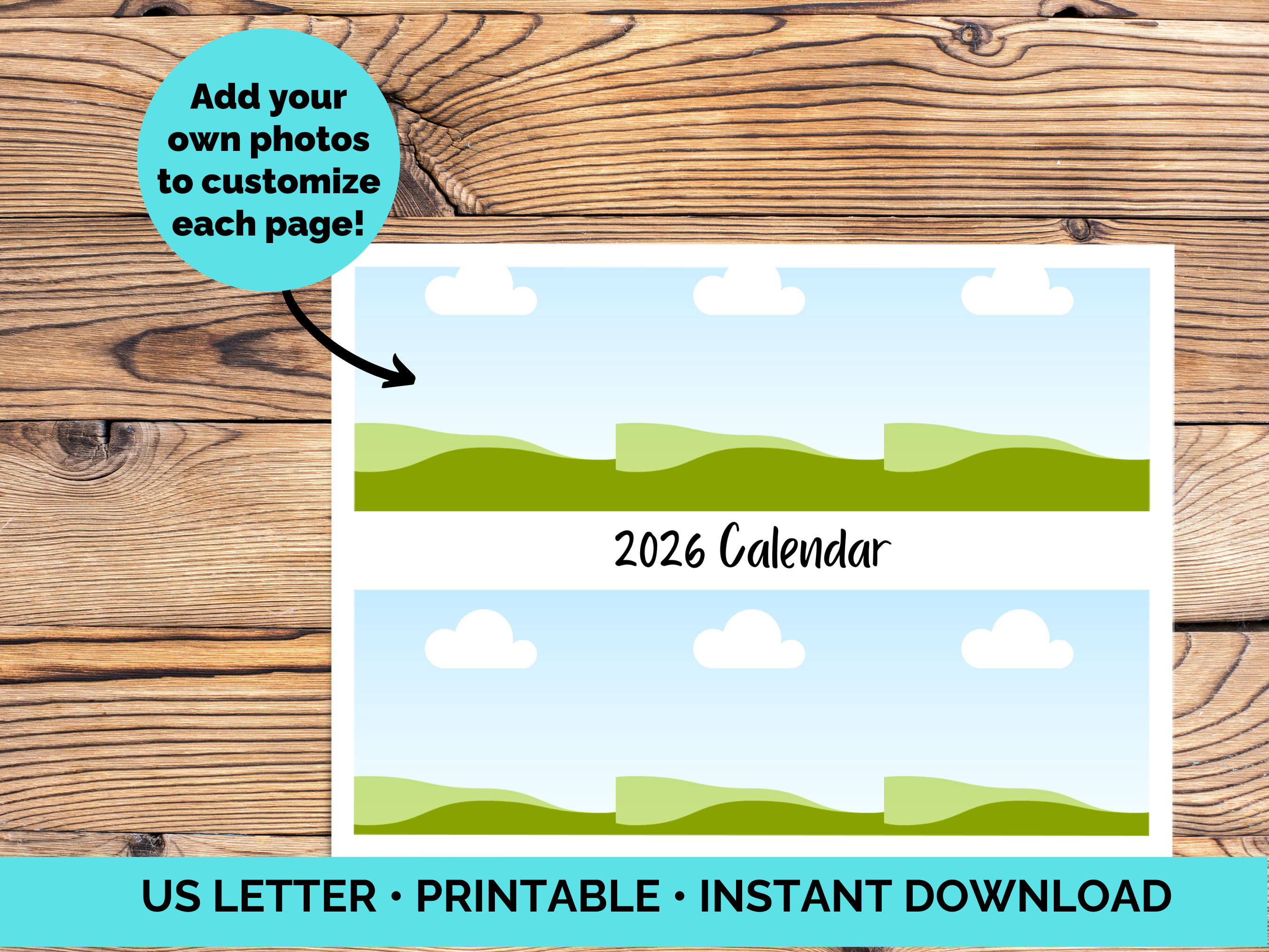 2025/2026 Editable 12 Month Calendars, Canva Template Frame, Editable ...