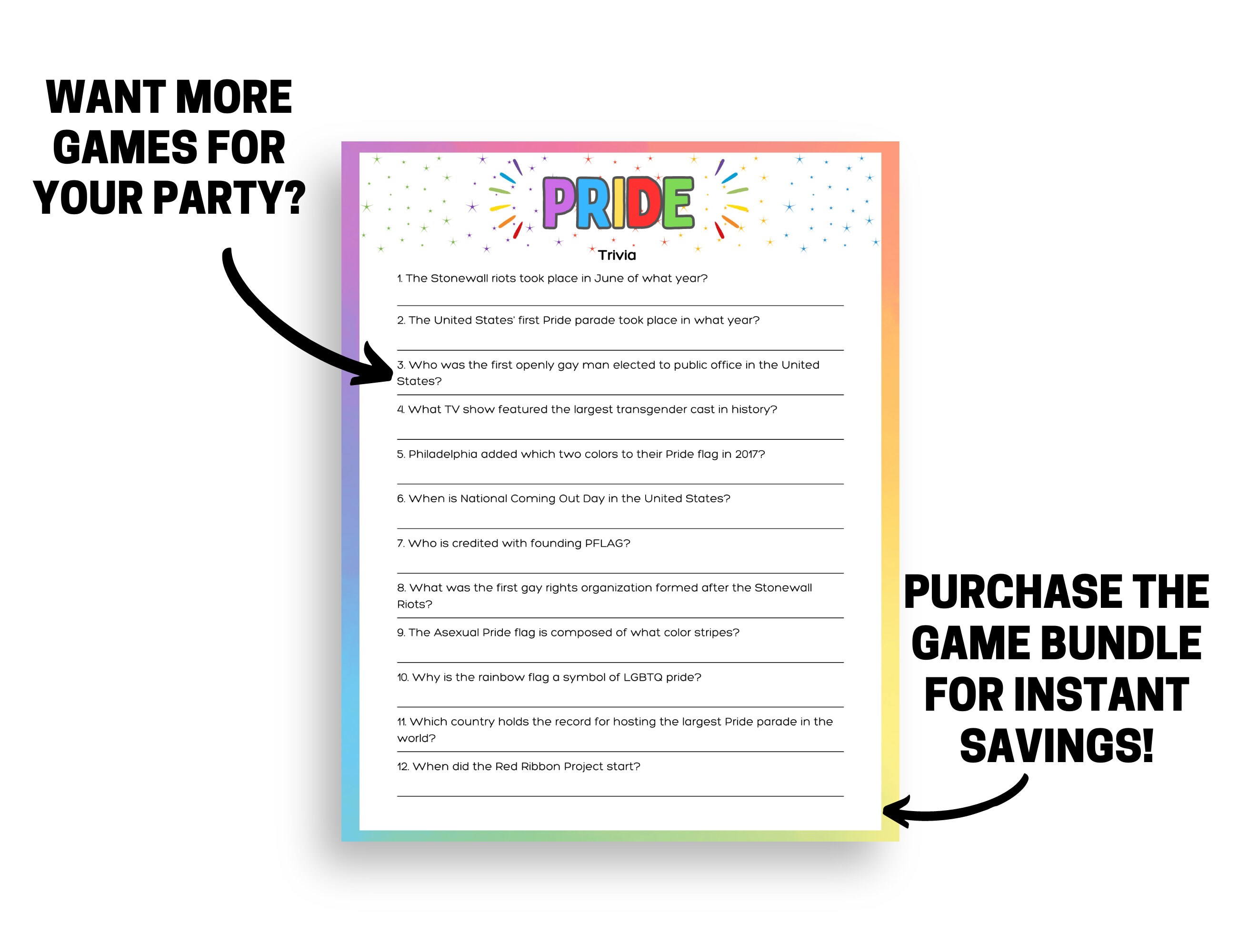 PRIDE Month Game Printable, LGBTQ+ Pride Party Game, Pride Flags Game ...