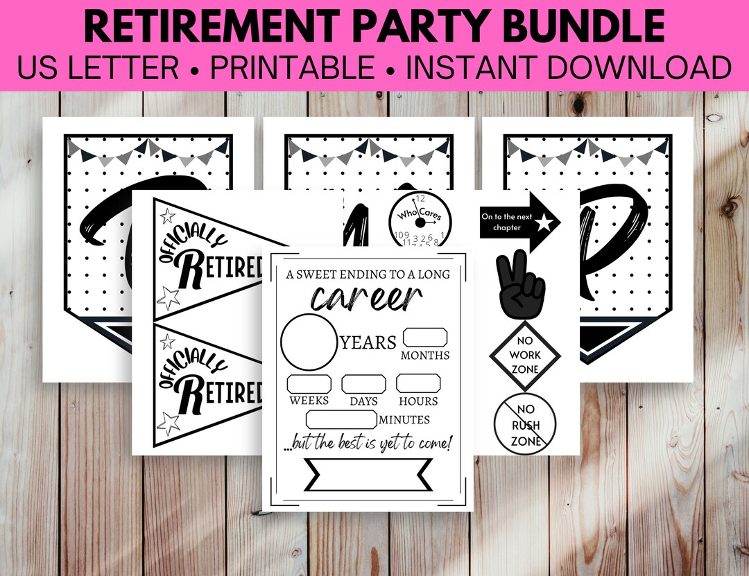 Retirement Party Bundle Printable, Retirement Party Decorations ...