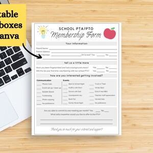 Editable PTO/PTA Membership Form Printable Pdf, PTSA Membership Form ...