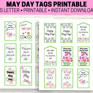 May Day Tags Printables, Spring Gift Tags, Printable May Day Basket Tag ...