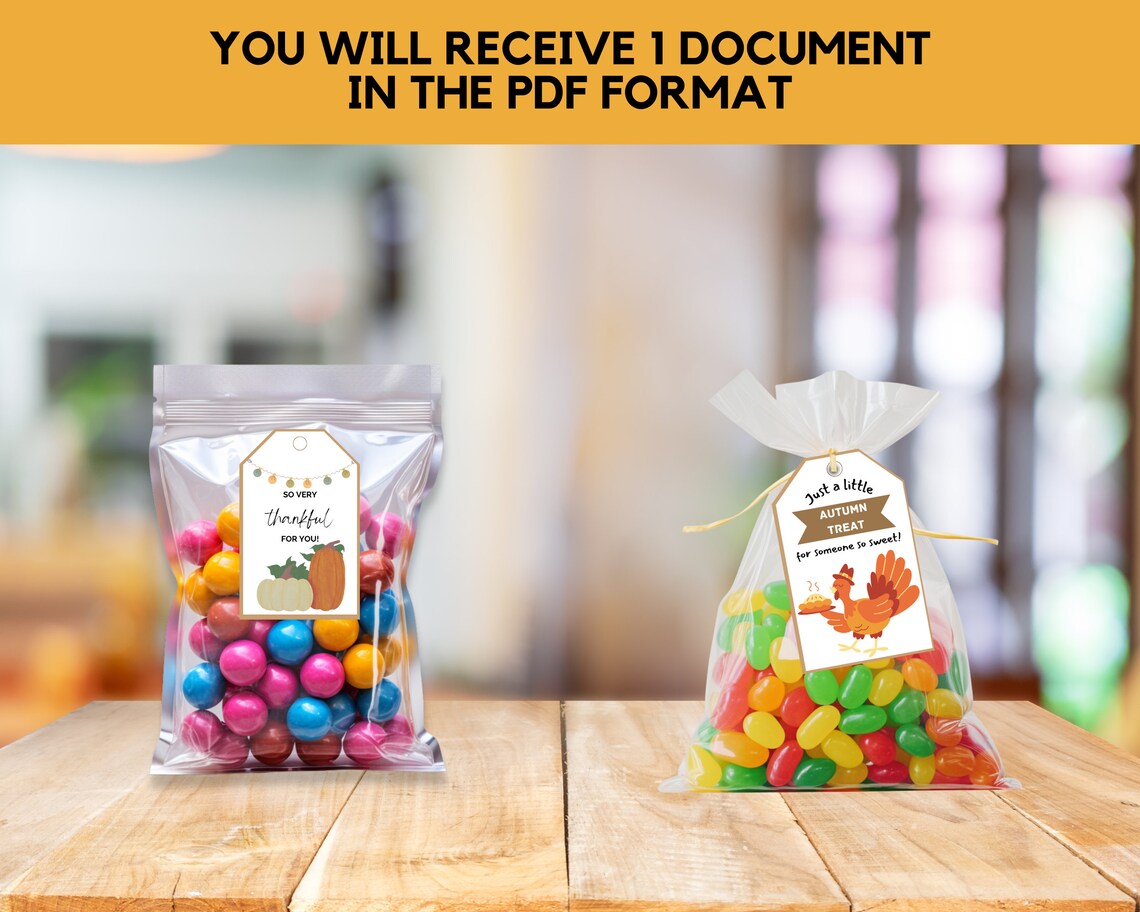Thanksgiving Gift Tags Printable Thanksgiving Treat Tags - Etsy