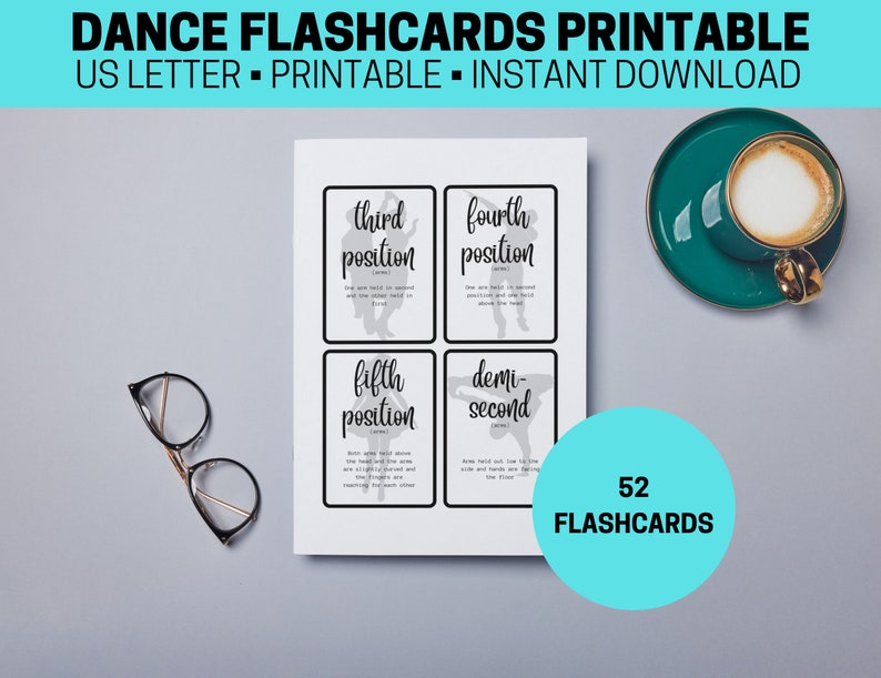 52 Dance Vocabulary Flashcards Printable Dance Teacher - Etsy Australia