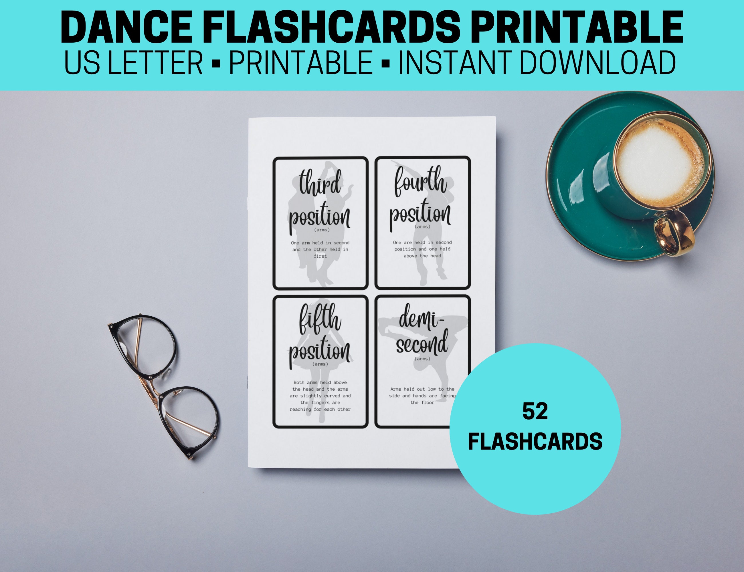 52 Dance Vocabulary Flashcards Printable Dance Teacher - Etsy Australia