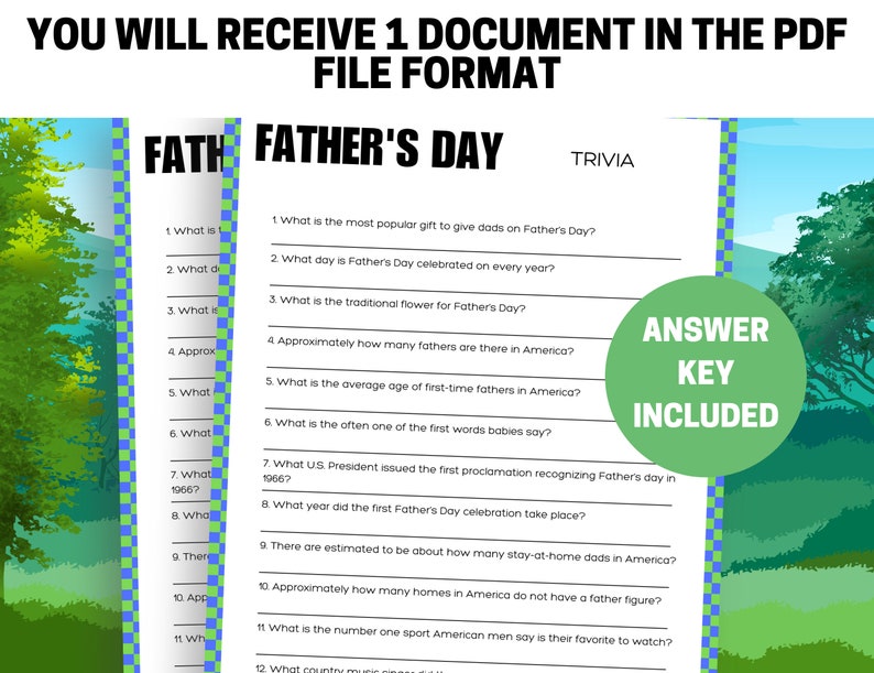 Father's Day Trivia Game Printable, Father's Day Games, Father's Day ...