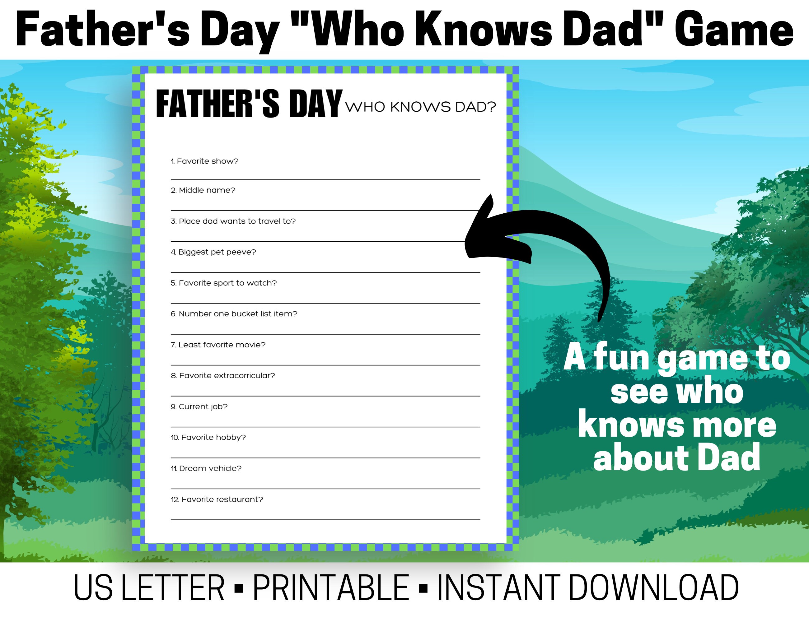 Father's Day "who Knows Dad" Game Printable, Father's Day Games, Father ...