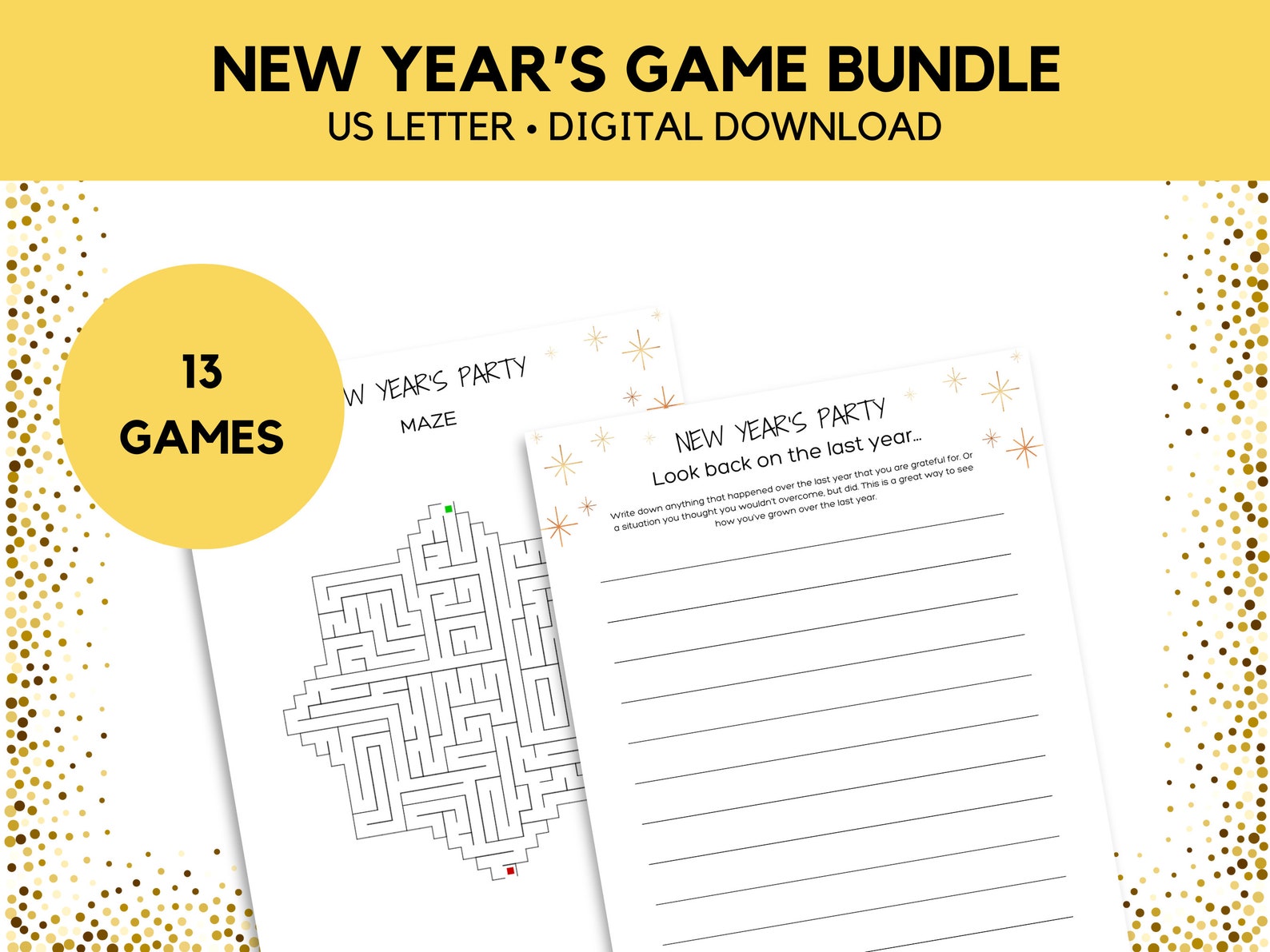 13 New Year's Game Bundle, New Years Printable, New Years Games ...