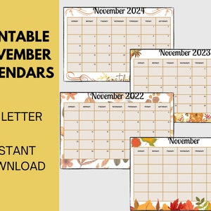 Printable November Calendars - Etsy