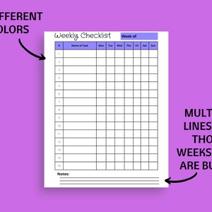 Weekly Checklist Printable, Weekly Checklist Pdf, Weekly Checklist ...