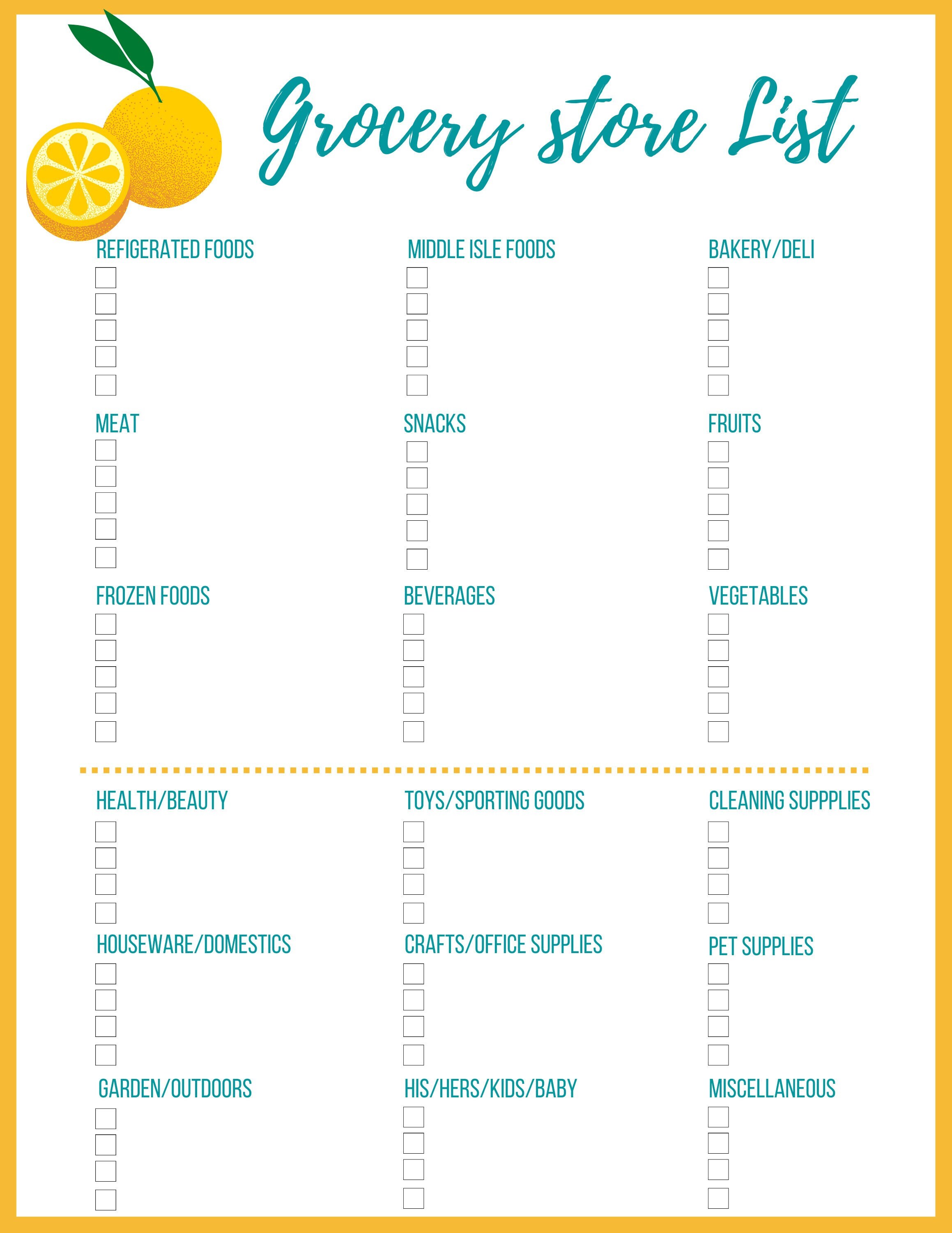 Office Supply Shopping List Template