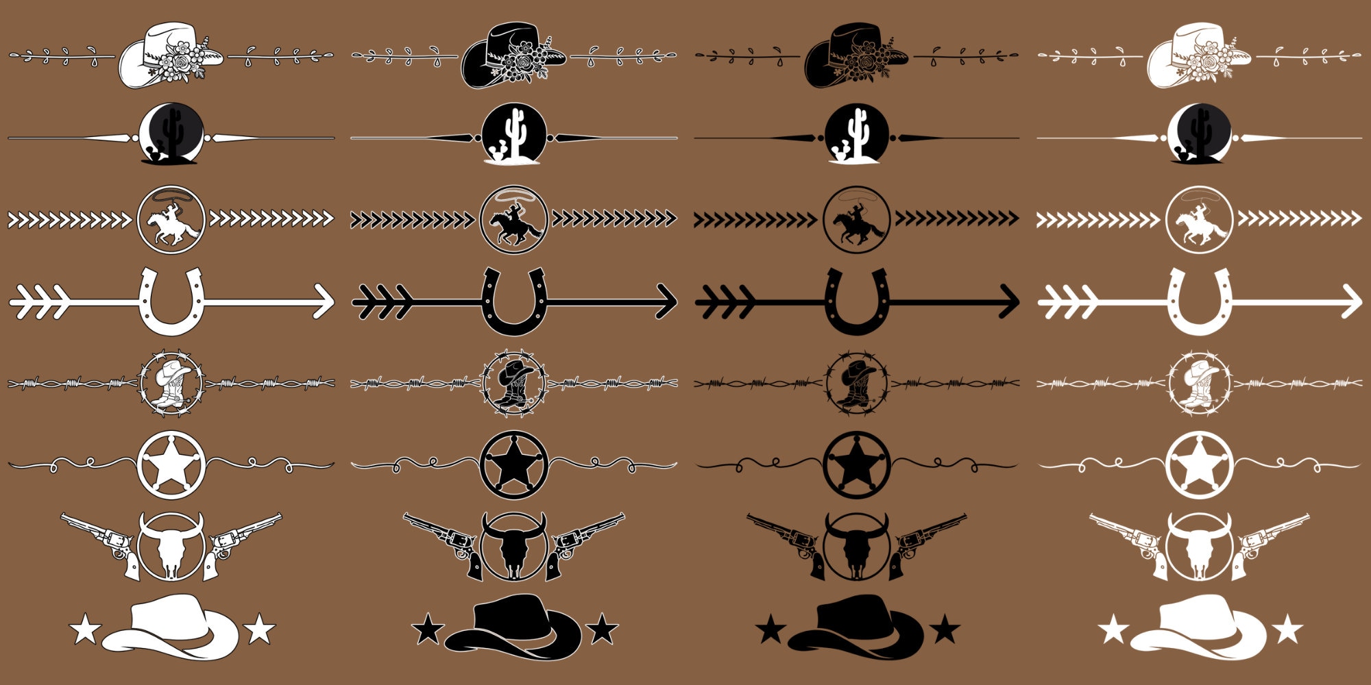 Western Cowboy Themed Digital Page Dividers 1000 X 250 Px - Etsy