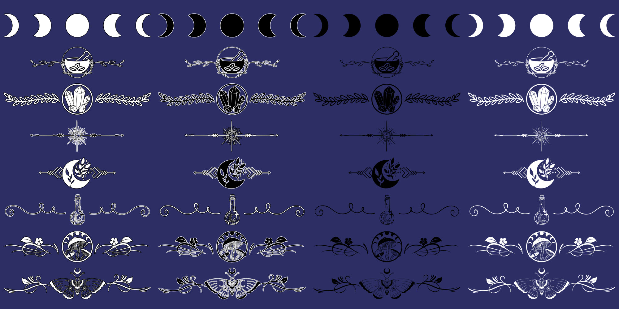 Witchy Cottagecore Themed Digital Page Dividers 1000 X 250 Px - Etsy