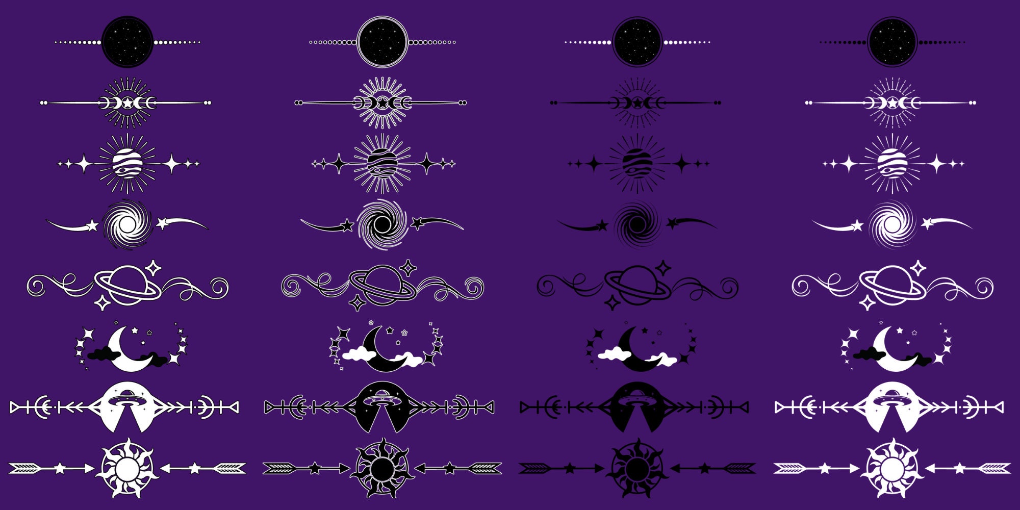 Space Themed Digital Page Dividers 1000 X 250 Px - Etsy