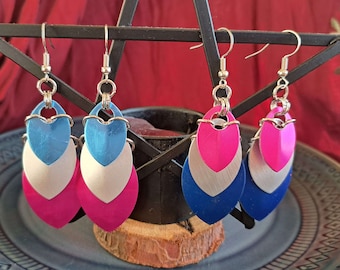 Transgender Earrings, 5 Stripe Trans Pride Flag, LGBTQ Scalemail ...