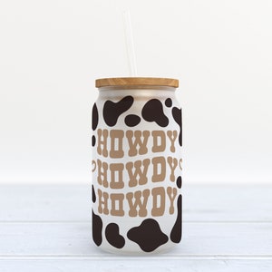 Cow Print Glass Cup, Cow Print Can Cup, Cow Print Cup, Western Themed ...