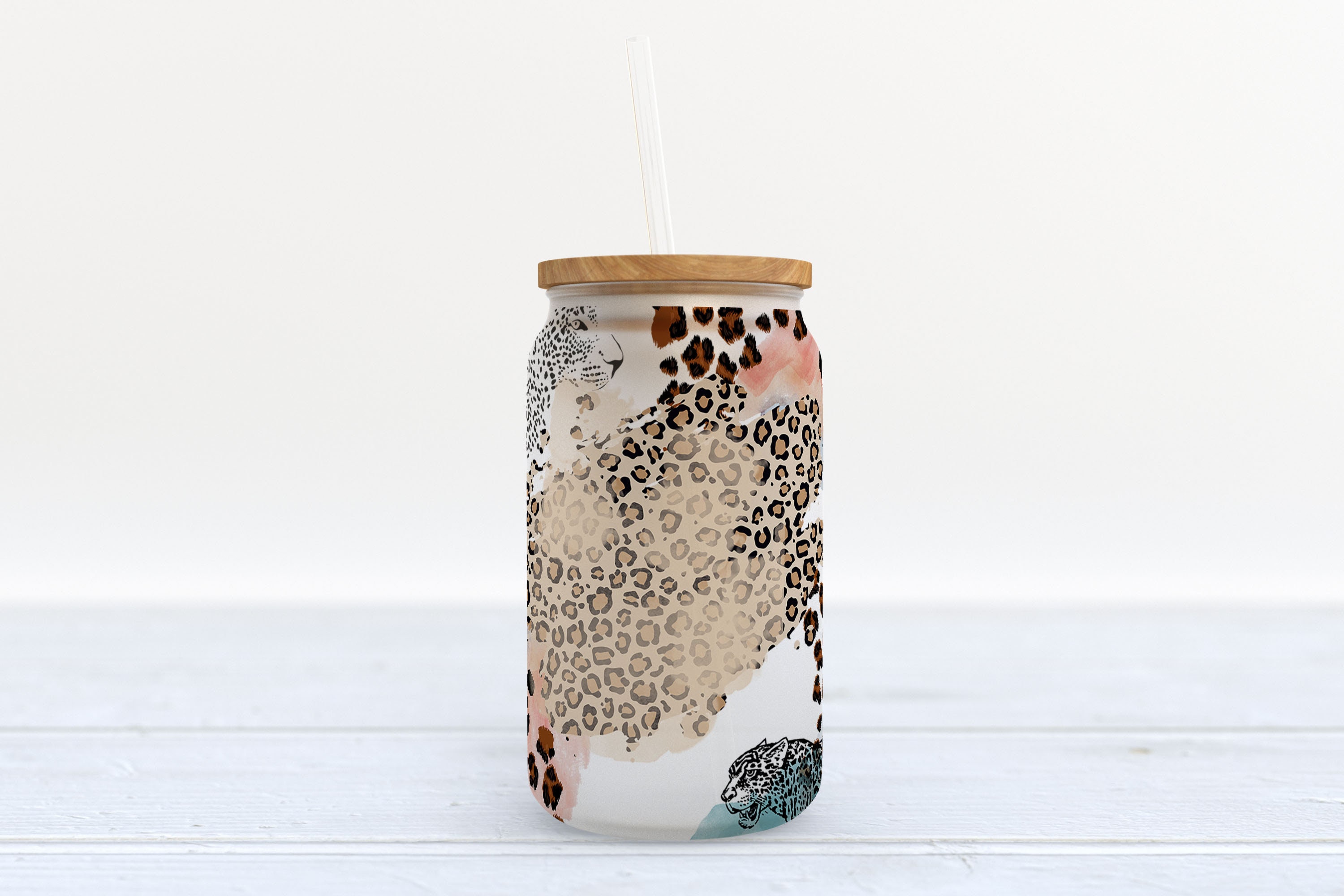 Personalized Name Glass Cup Cheetah Print Glass Can Cup - Etsy