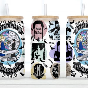 Wednesday Addams Beer Glass Can, 16oz Iced Coffee Glass Cup, Wednesday ...
