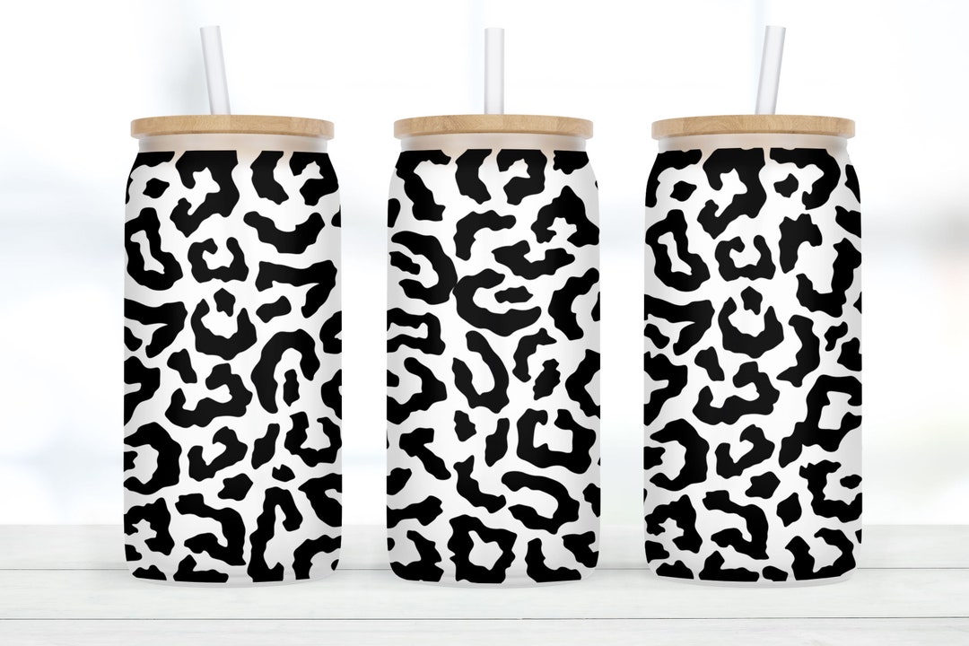 Leopard Print Iced Coffee Cup Gift for Her 16oz Glass Soda - Etsy