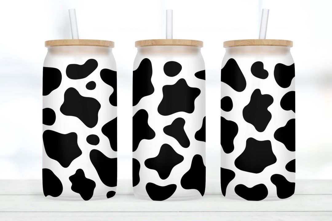 Cow Print Glass Cup, Cow Print Can Cup, Cow Print Cup, Western Themed ...