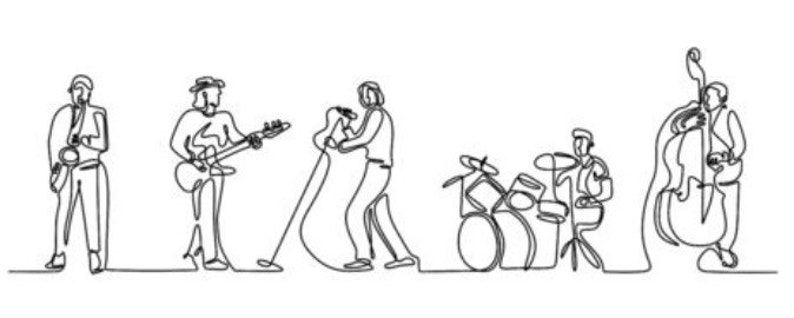 Group Band Music Performance. Continuous One Line Drawing. Single Hand ...