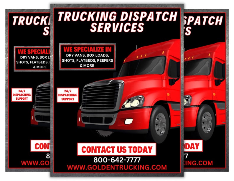 Red Truck Dispatching Flyer Template, Editable Dispatching Poster ...