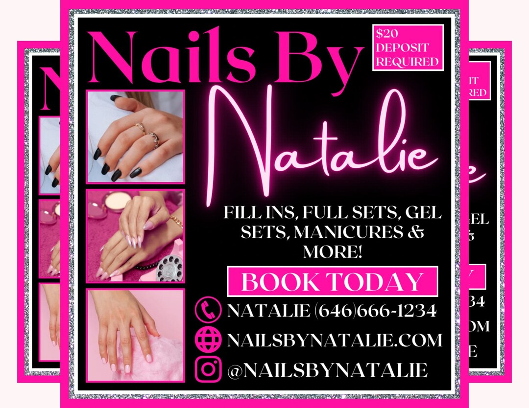 Pink Nail Tech Flyer Template - Etsy