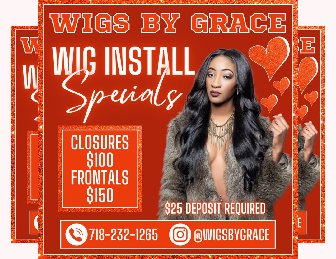 Orange Wig Install Flyer Template, Glitter Wig Special Social Media ...