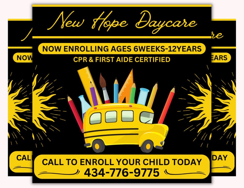 Daycare Enrollment Flyer Template Editable Home - Etsy