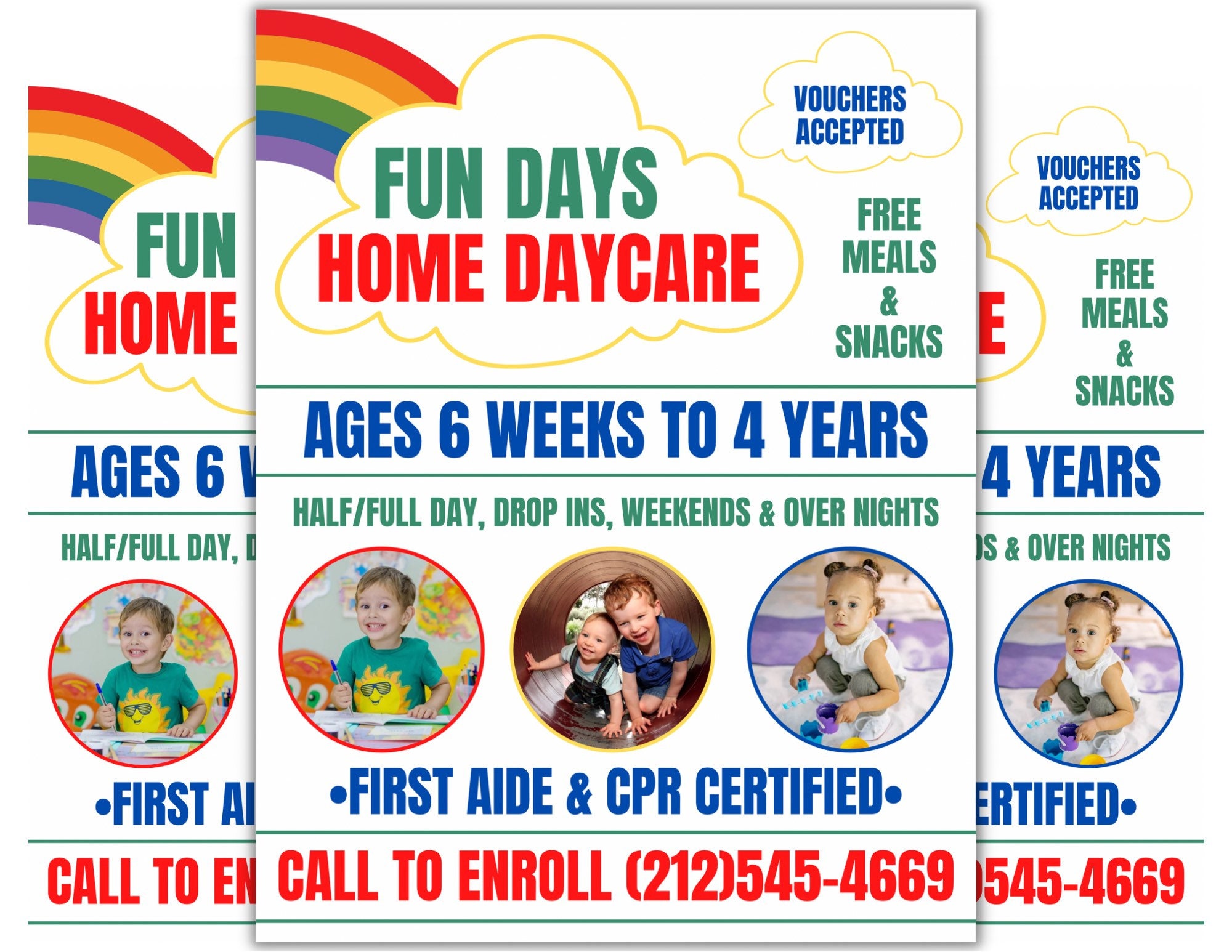 Rainbow Home Daycare Flyer Template - Etsy