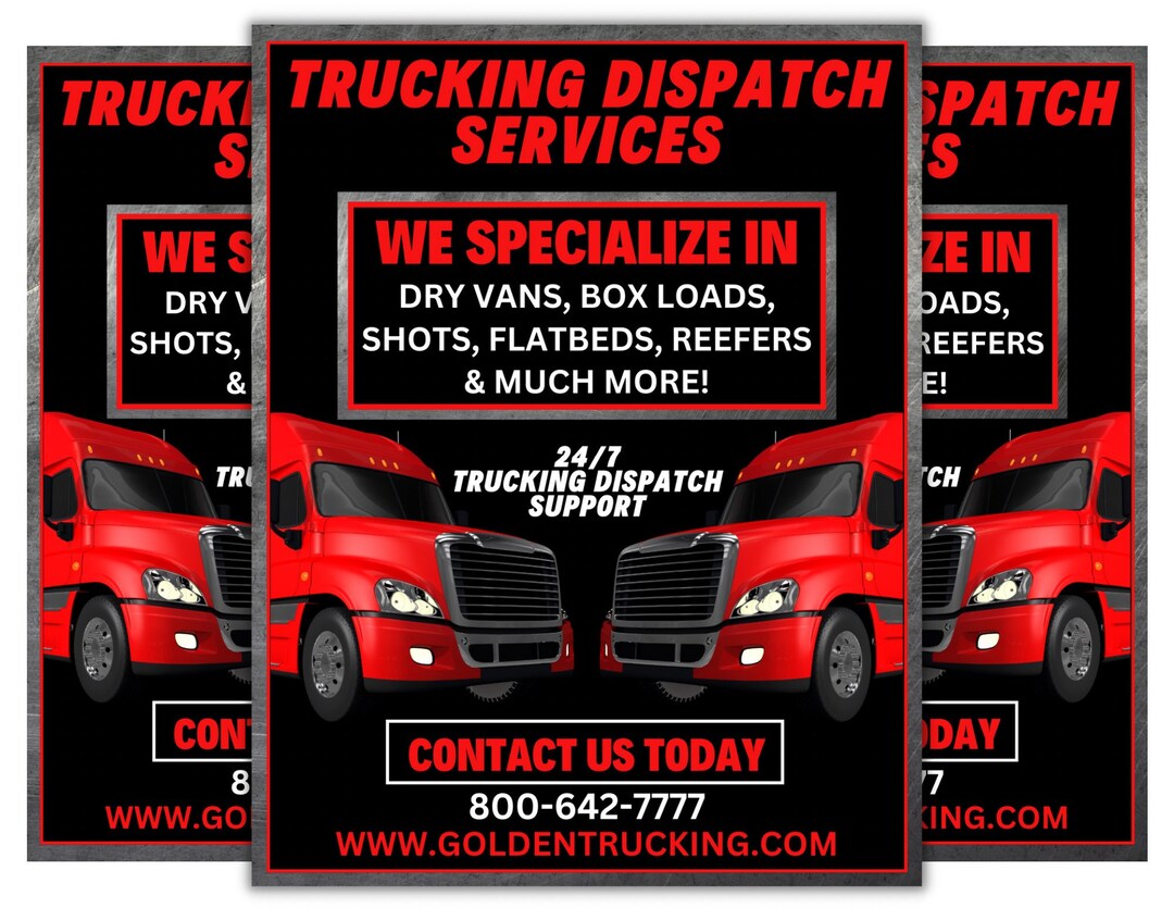 Black & Red Truck Dispatch Flyer Template, Editable Dispatch Company ...