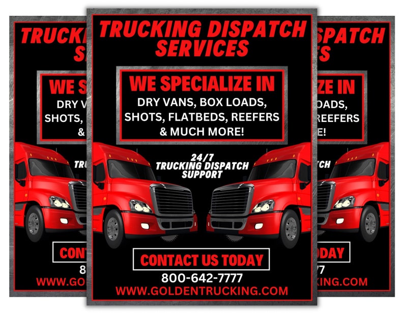Black & Red Truck Dispatch Flyer Template, Editable Dispatch Company ...