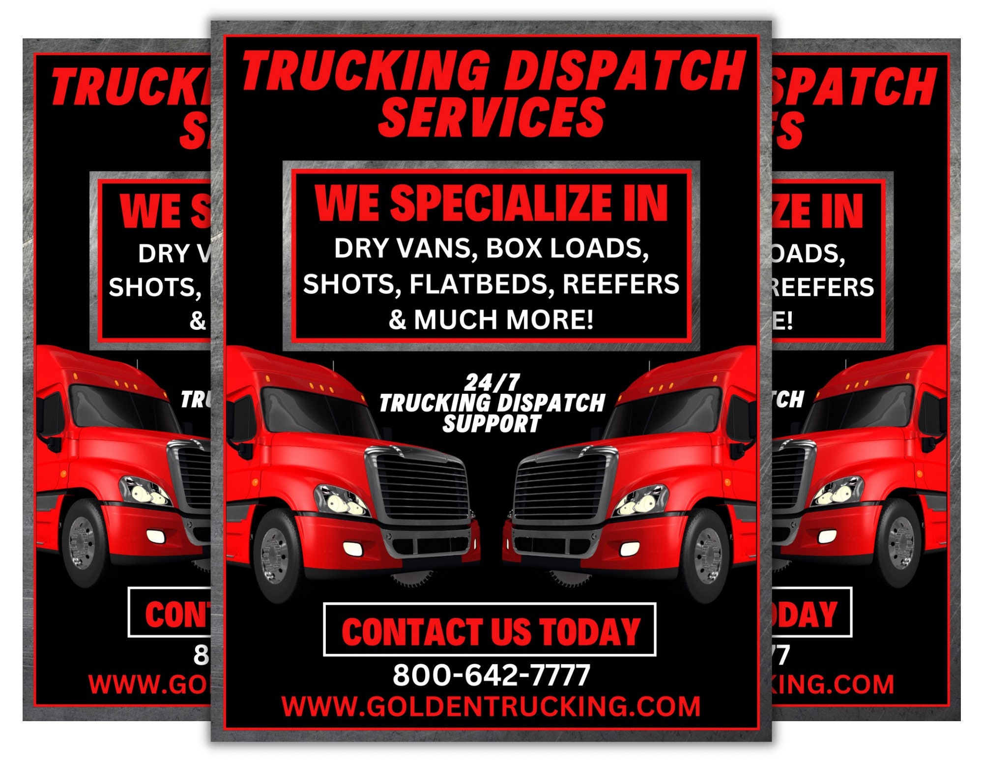 Black & Red Truck Dispatch Flyer Template, Editable Dispatch Company ...