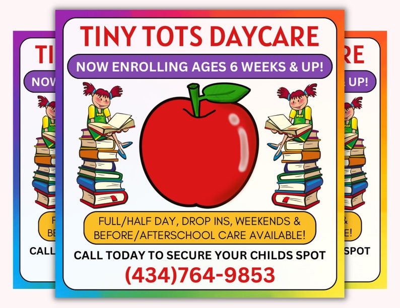 Daycare Enrollment Flyer Template Editable Home - Etsy