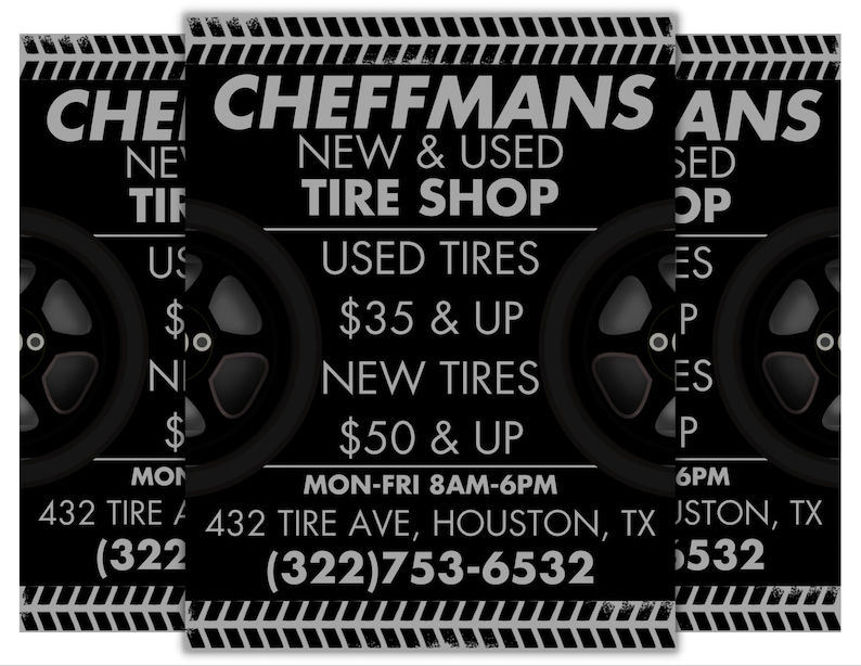 Black and Gray Tire Company Sales Flyer Template, Used Tires Poster - Etsy