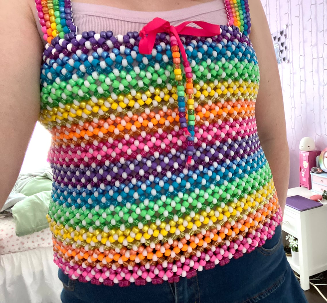 Beaded Kandi Shirt With a Corset Back (PERFECT FOR FESTIVALS) - Etsy