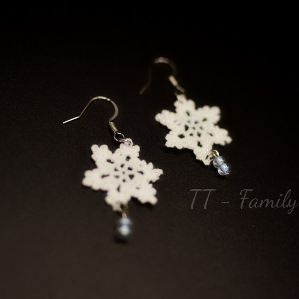 Crochet Snowflake Earrings - Etsy