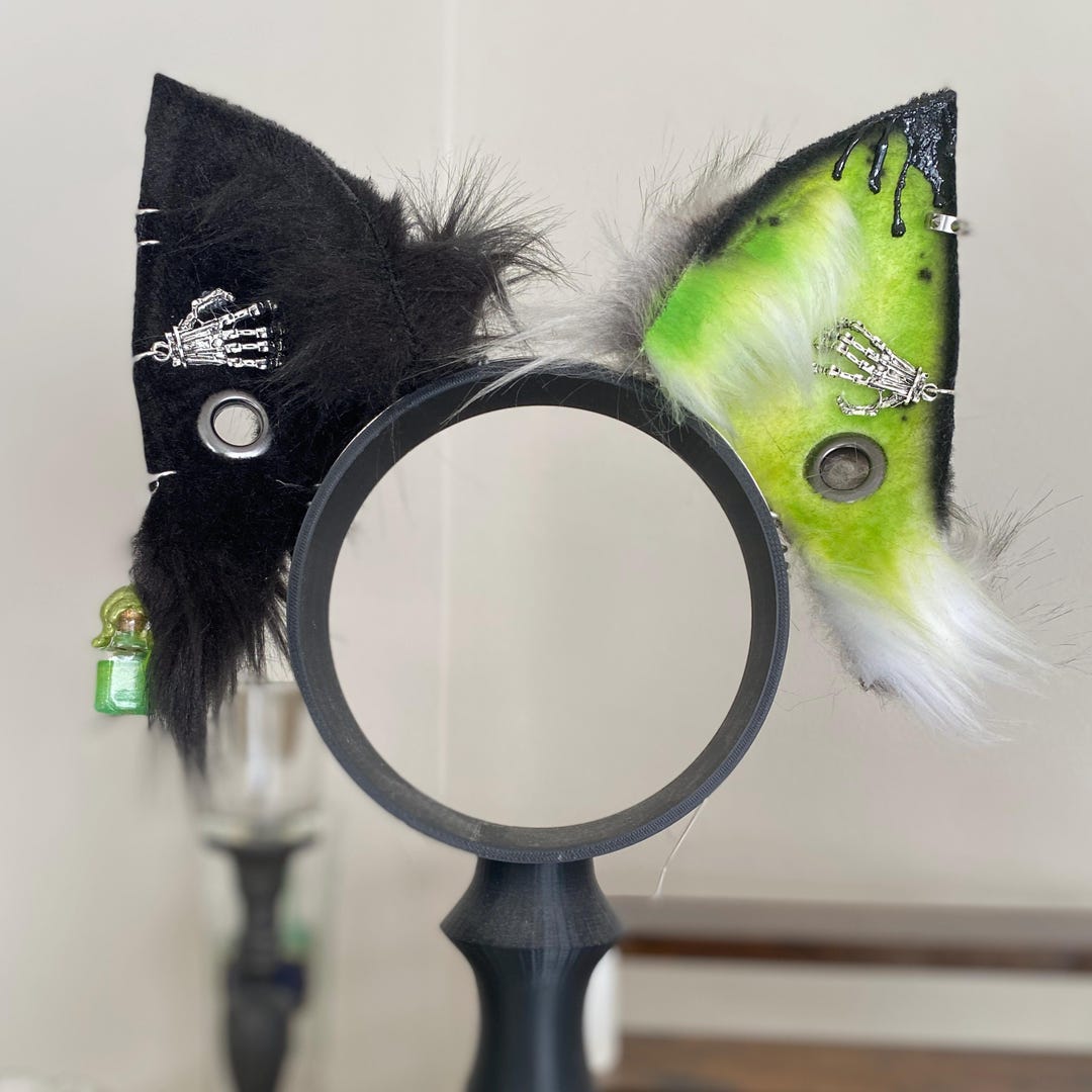 Radioactive Skeletal Wolf Faux Fur Ears Cosplay Costume Ears - Etsy