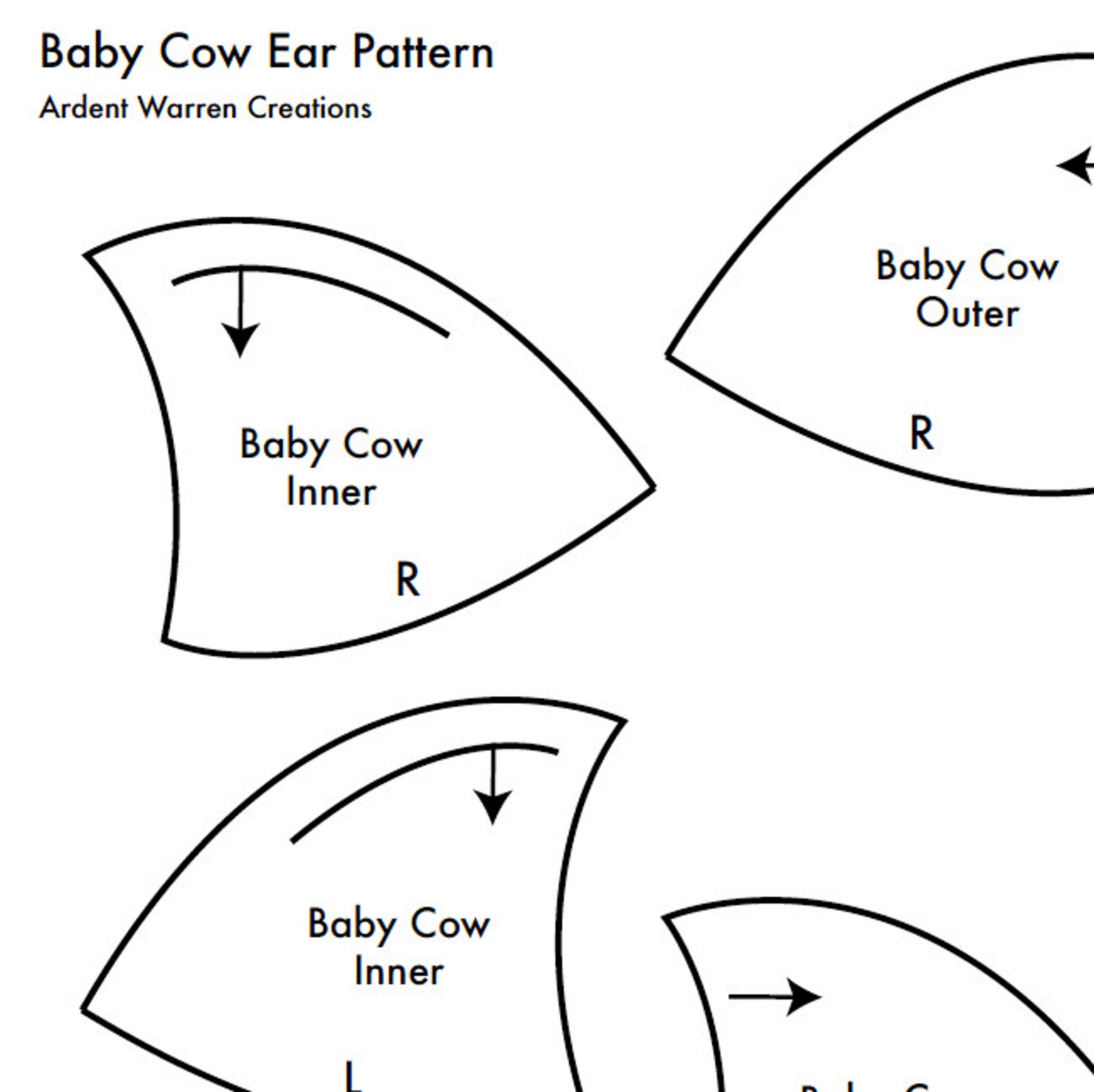 Baby Cow/fawn Ear Digital Printable Pattern for Making Faux Fur Costume ...
