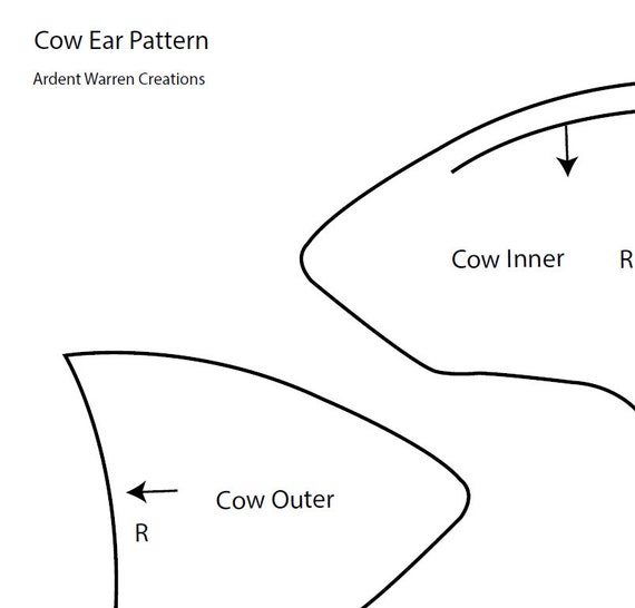 Cow Ear Pattern for Making Faux Fur Costume Ears Animal Ears - Etsy