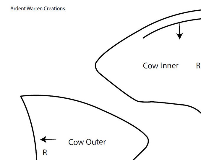 Cow Ear Pattern for Making Faux Fur Costume Ears Animal Ears Cosplay - Etsy