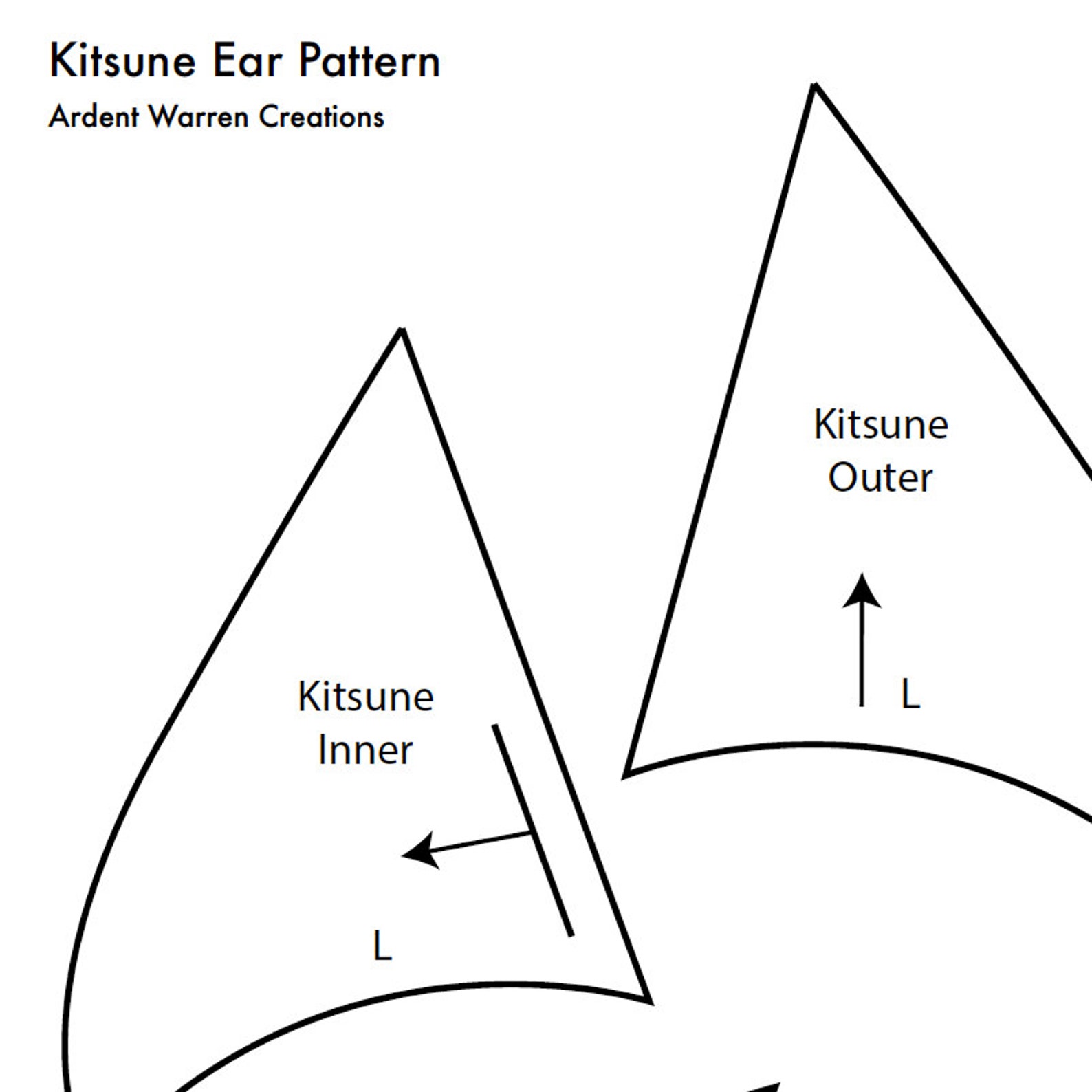 Kitsune Ears Digital Printable Pattern| DIY Faux Fur Costume Ears - Etsy