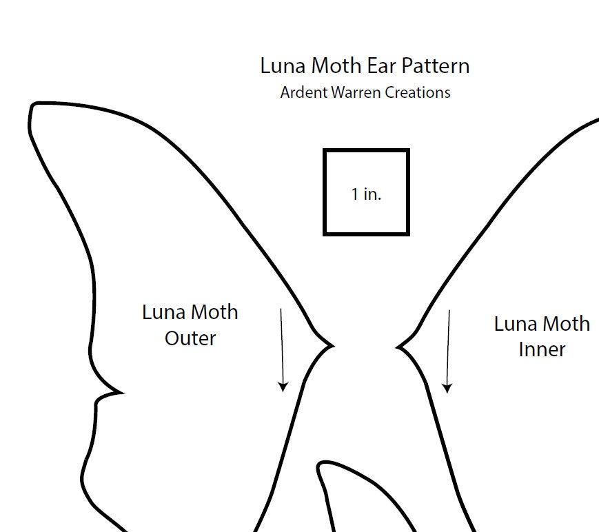 Luna Moth Ear Pattern for Making Faux Fur Costume Ears - Etsy