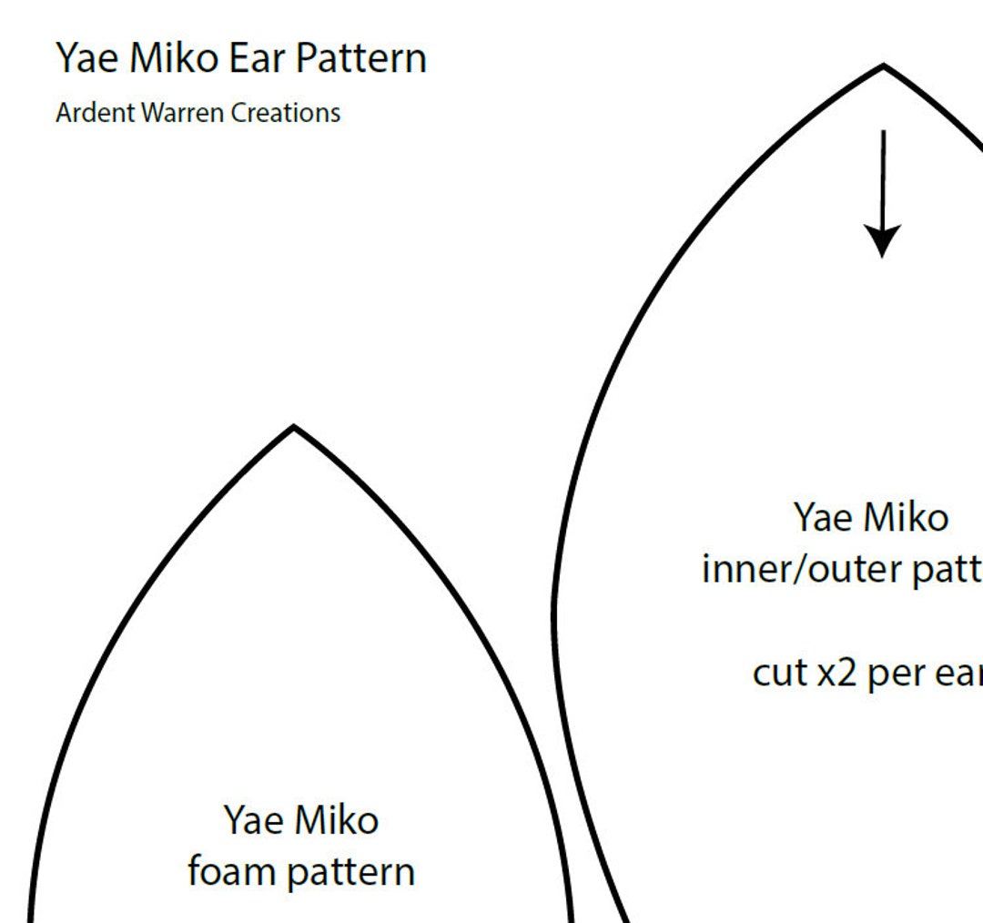 Yae Miko Ear Pattern for Making Faux Fur Costume Ears Genshin Impact ...