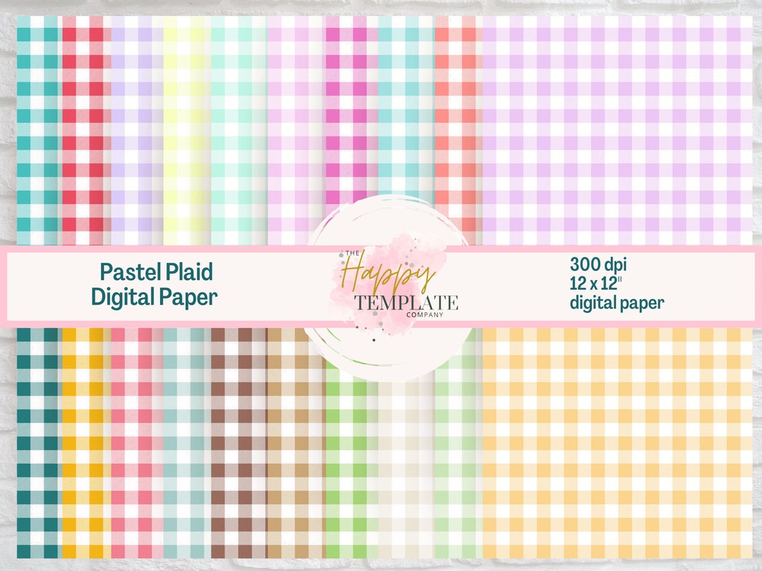 Pastel Plaid Digital Paper Pack, Digital Paper, 20 Files Included ...