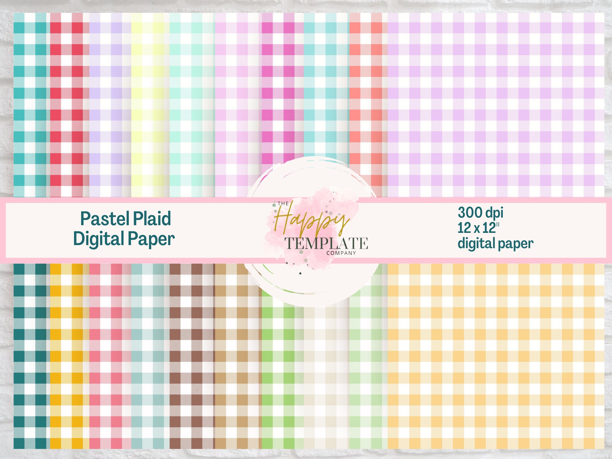 Pastel Plaid Digital Paper Pack, Digital Paper, 20 Files Included ...
