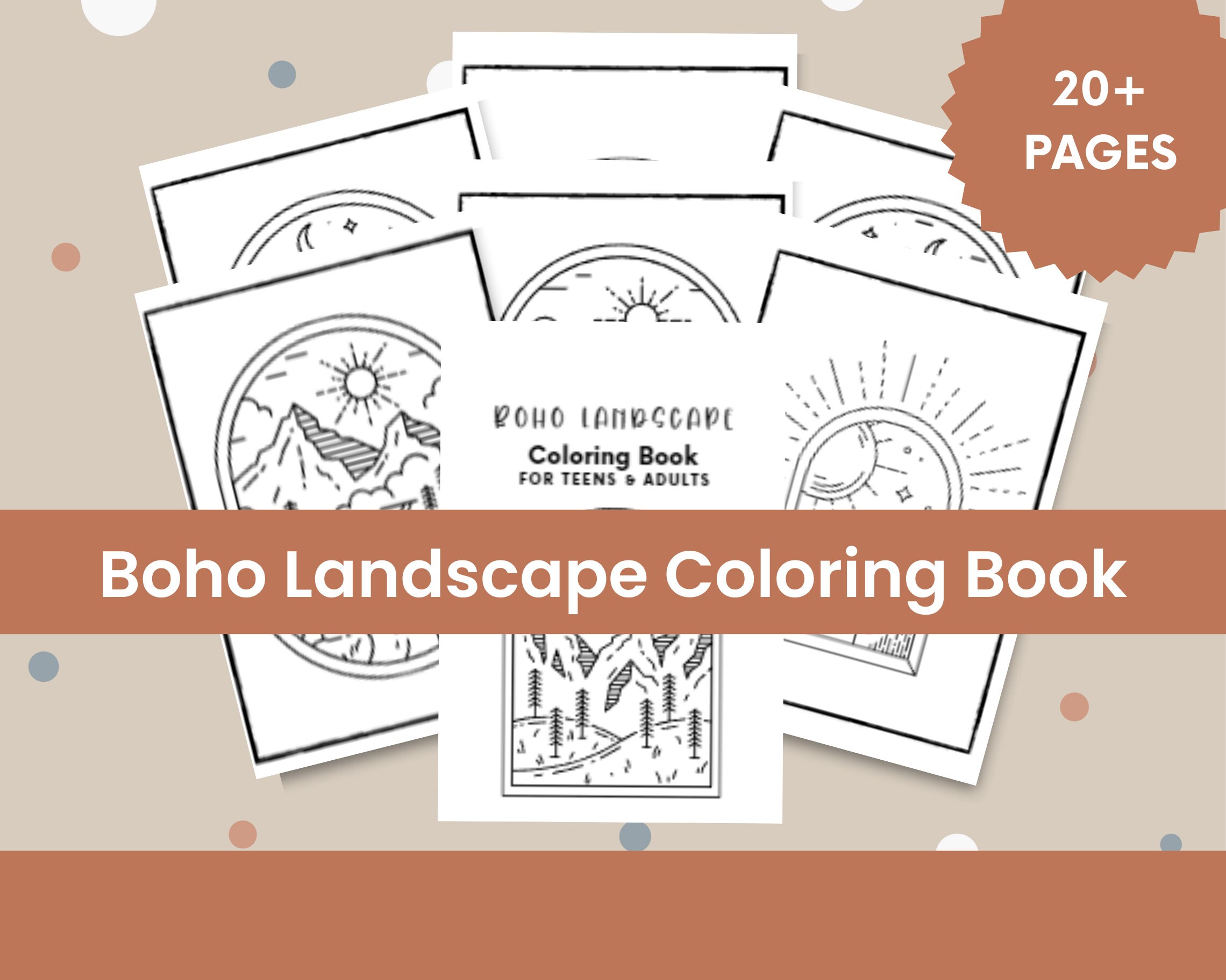 Boho Landscape Coloring Book, Coloring Book, Coloring Pages, Adult ...