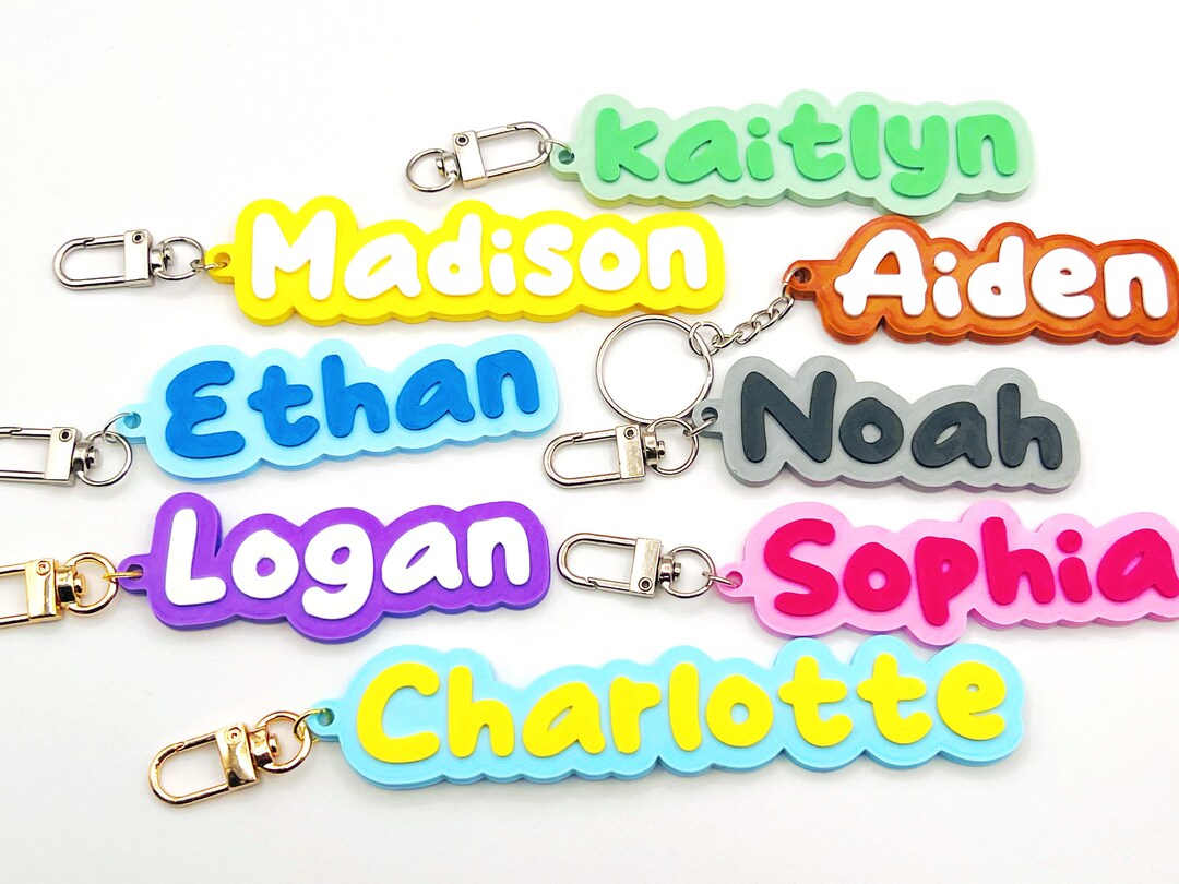 Personalized Script Keychain Two-tone Custom Colors & Text Bag Charm ...