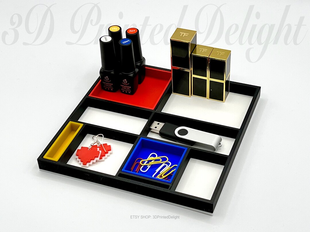 Desktop Organizer Tray Piet Mondrian Composition C Inspired Wall Decor ...