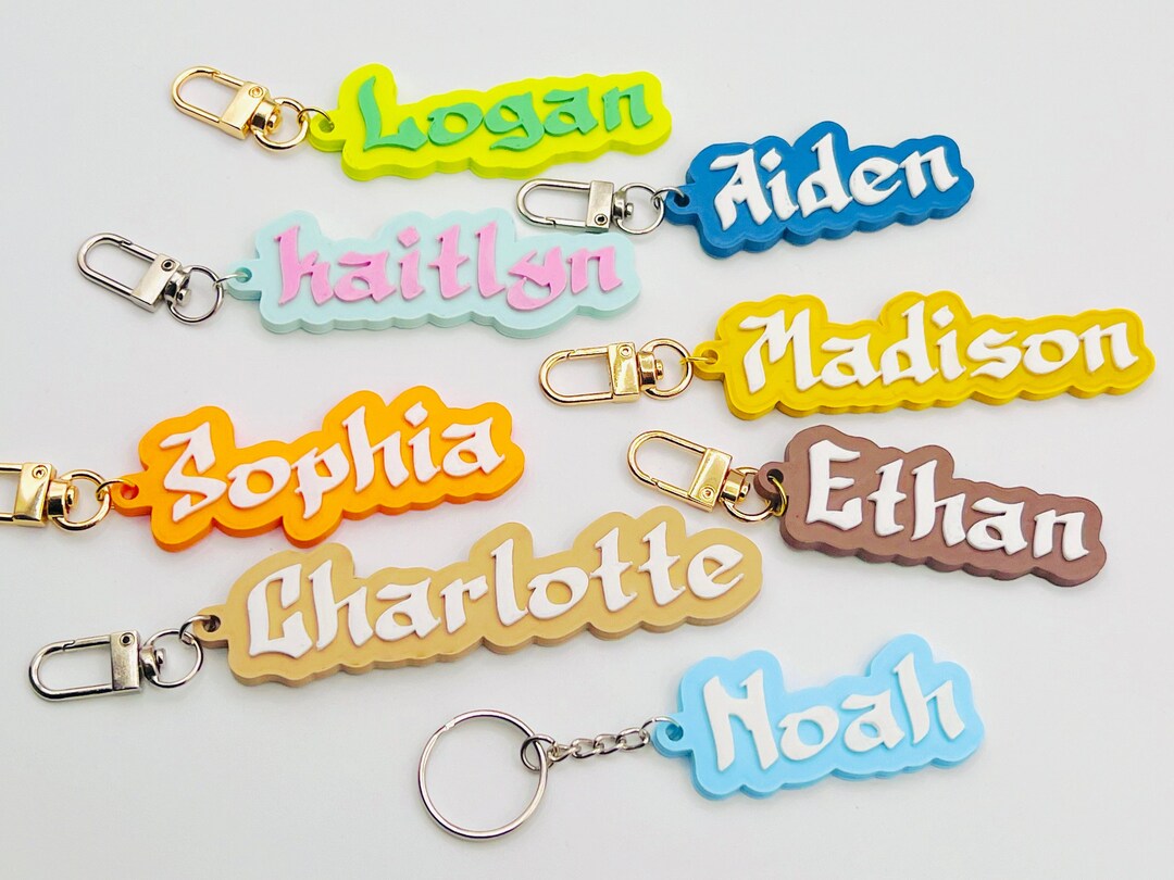 Personalized Script Keychain Two-tone Custom Colors & Text Bag Charm ...